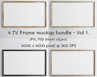 16x9 TV Frame Mockup, Simple Wood Frame Mock Up, Vintage Antique Frame ...