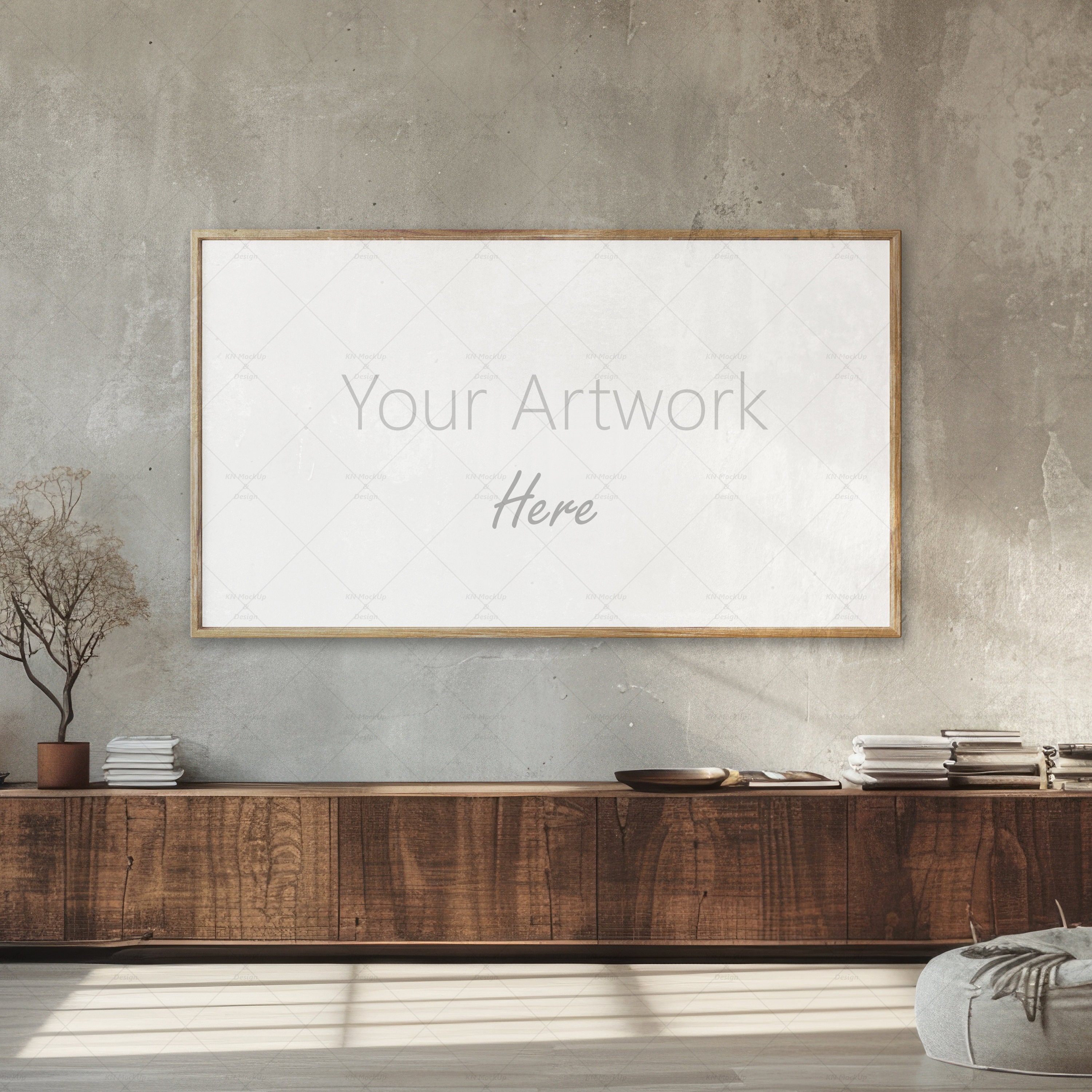 16x9 TV Frame Mockup, Simple Wood Frame Mock Up, Vintage Antique Frame ...
