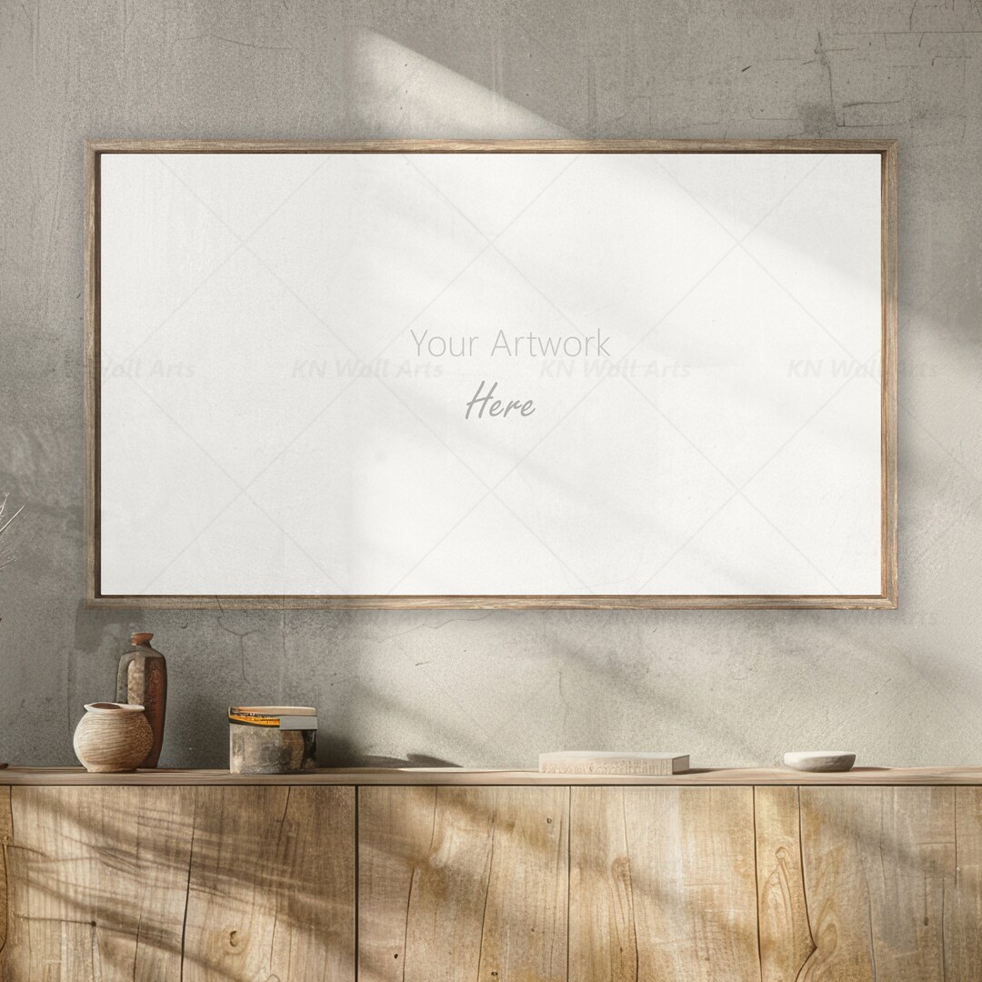 16x9 TV Frame Mockup, Simple Wood Frame Mock Up, Vintage Antique Frame ...