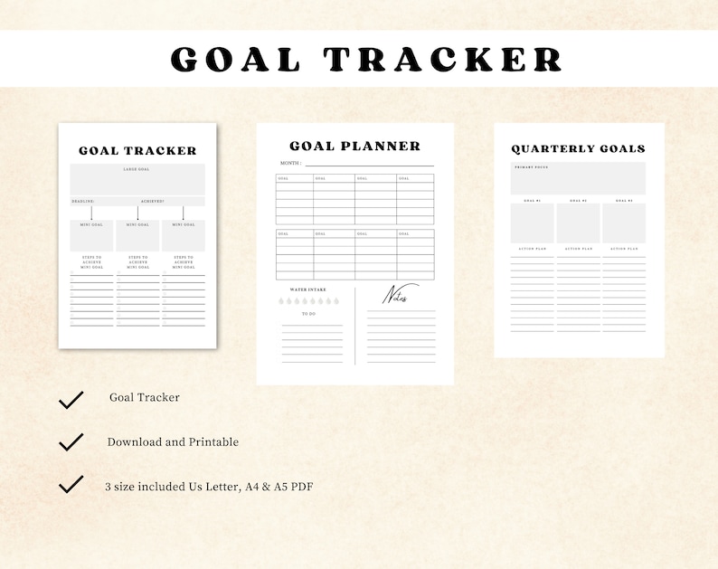 Goal Tracker, Goal Setting, Printable Vision Board, Small Business ...
