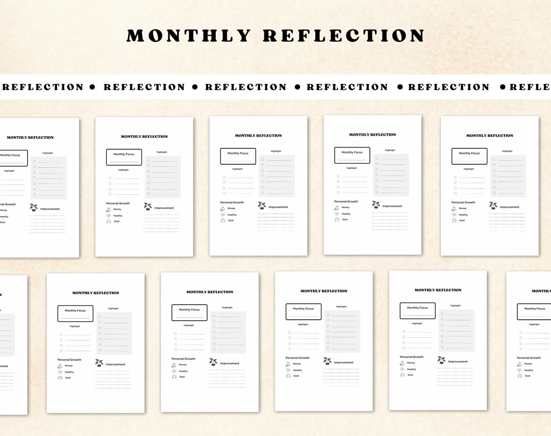 Monthly Reflection Tracker Habit Tracker Goals Tracker - Etsy