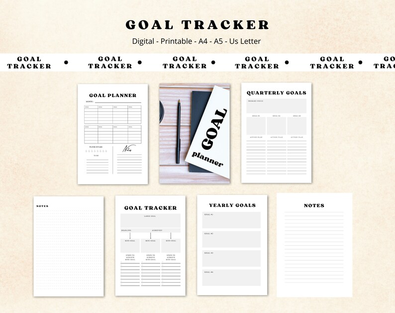 Goal Tracker, Goal Setting, Printable Vision Board, Small Business ...