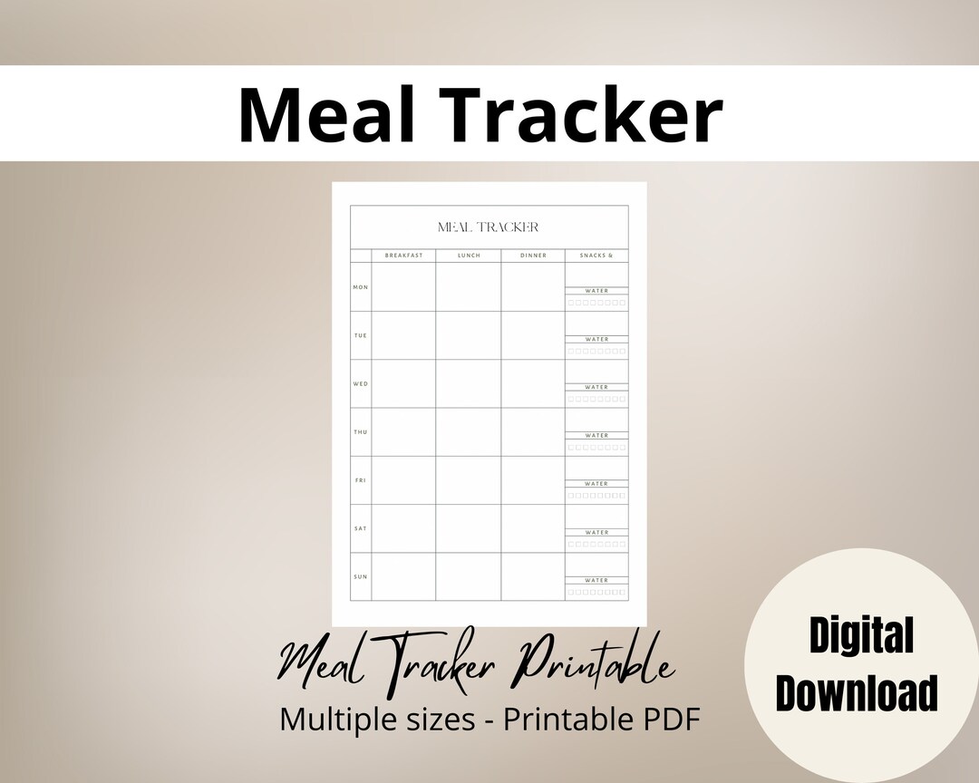 Meal Tracker Meal Planner Printable Food Planner 7 Day - Etsy