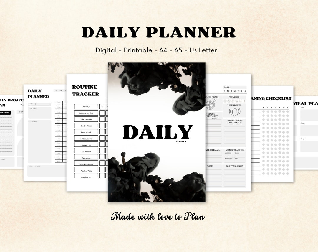 Daily Planner, Daily Checklist, Task Tracker, Routine Plan, Project ...