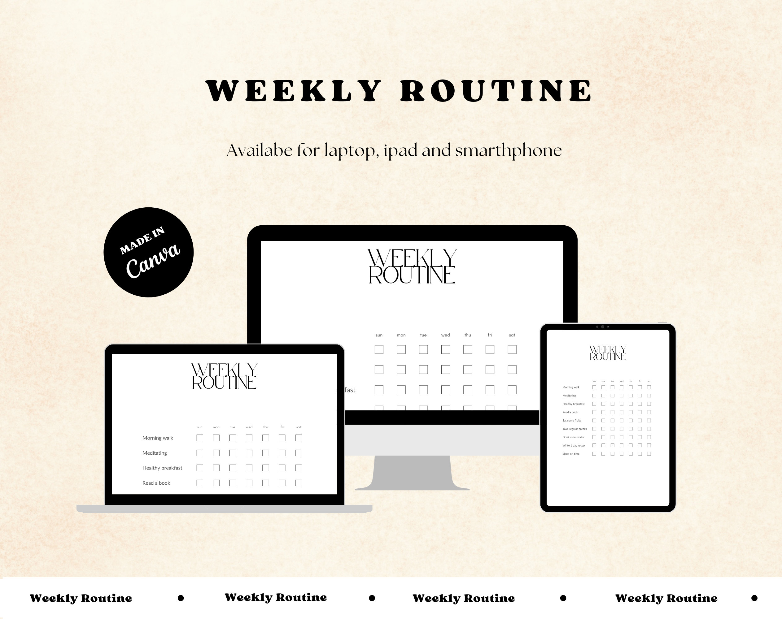 Weekly Routine Template, Habit Tracker Printable, Editable Planner ...