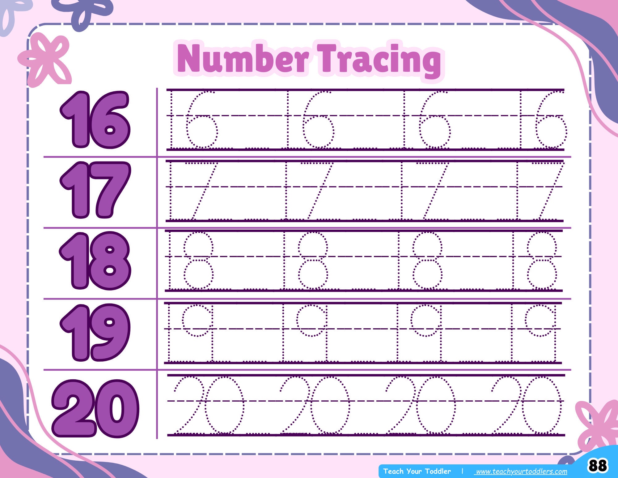 Kindergarten Math Learn the Numbers 1-20 Tracing Learn to Count Pre-k ...