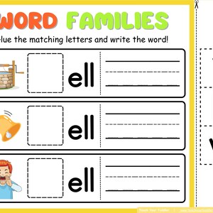 Word Family Endings| Learn to Read| Colorful Printable| Matching ...