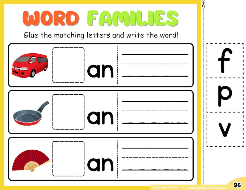 Word Family Endings| Learn to Read| Colorful Printable| Matching ...