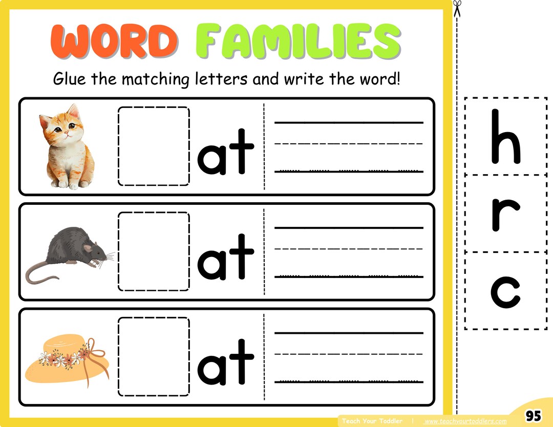 Word Family Endings| Learn to Read| Colorful Printable| Matching ...