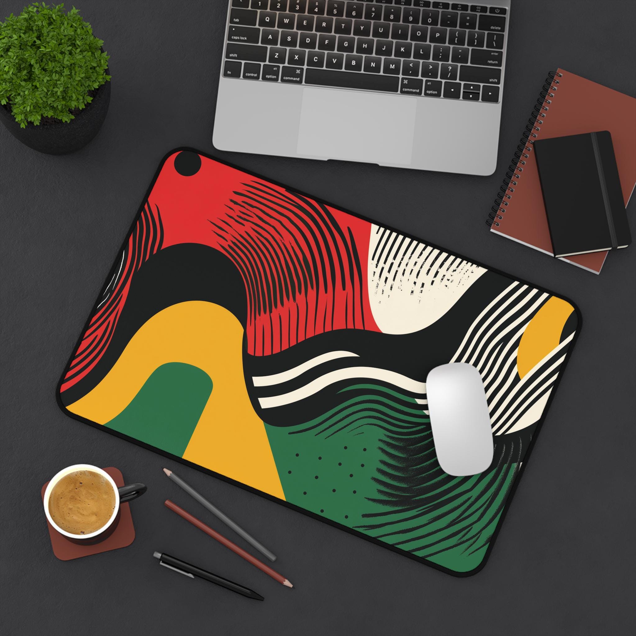 Abstract Art Mousepad, Colorful Retro Deskmat, Geometric Pattern XXL ...