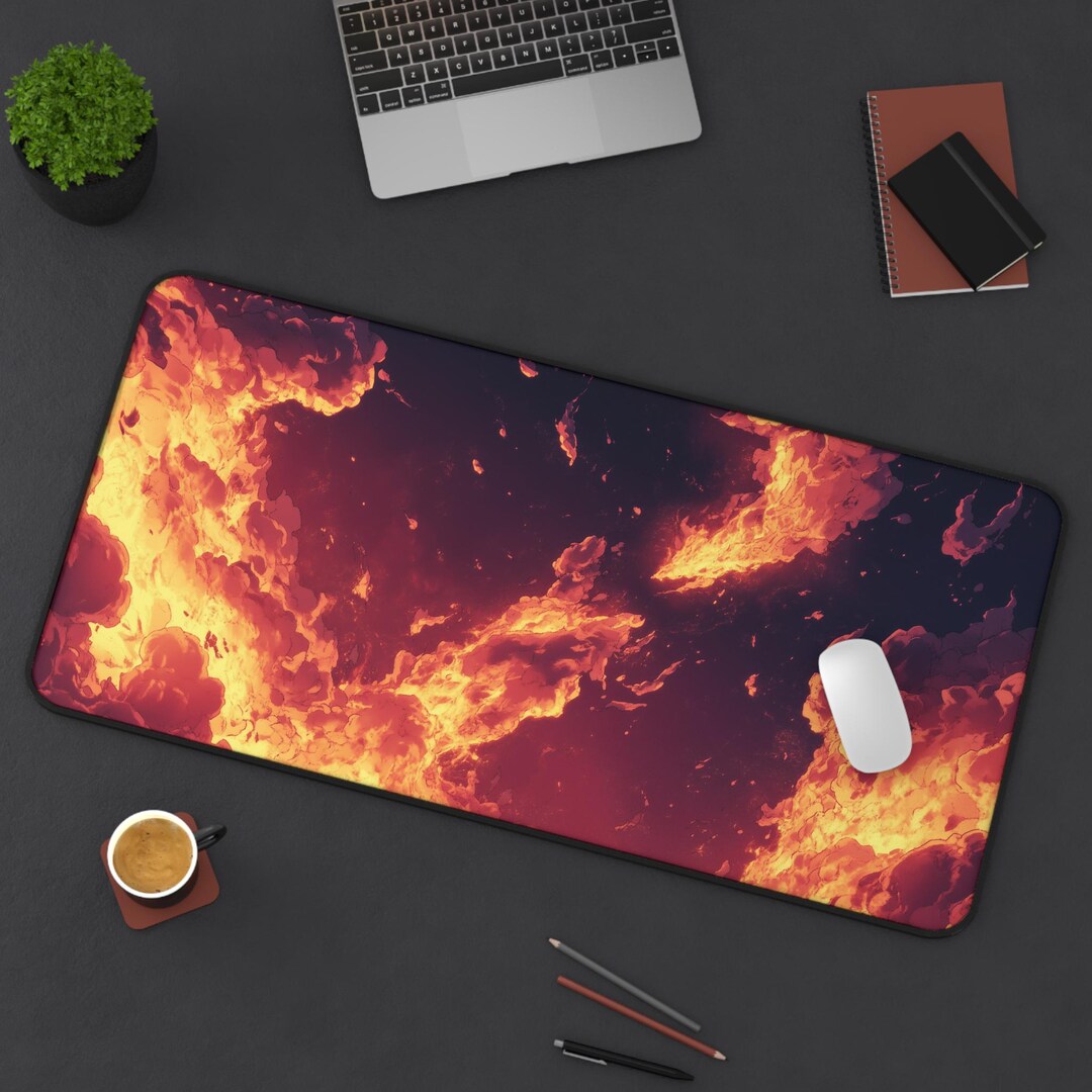 Flames Deskmat, Fire Desk Mat, Flames Mousepad, Fire Mousepad, Flames ...