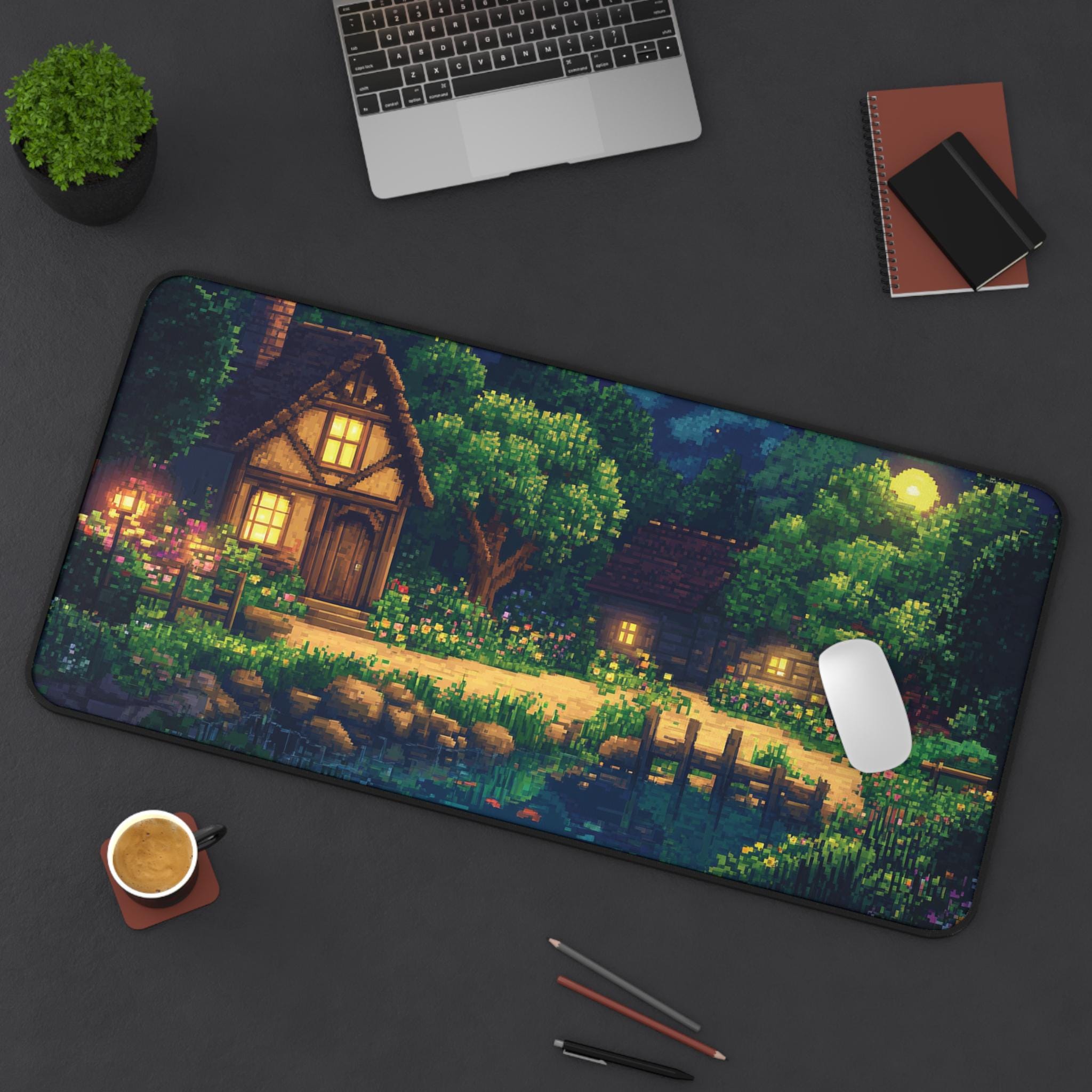 Stardew Valley Night Deskmat, Pixelart Desk Mat, Cozy Night Mousepad ...