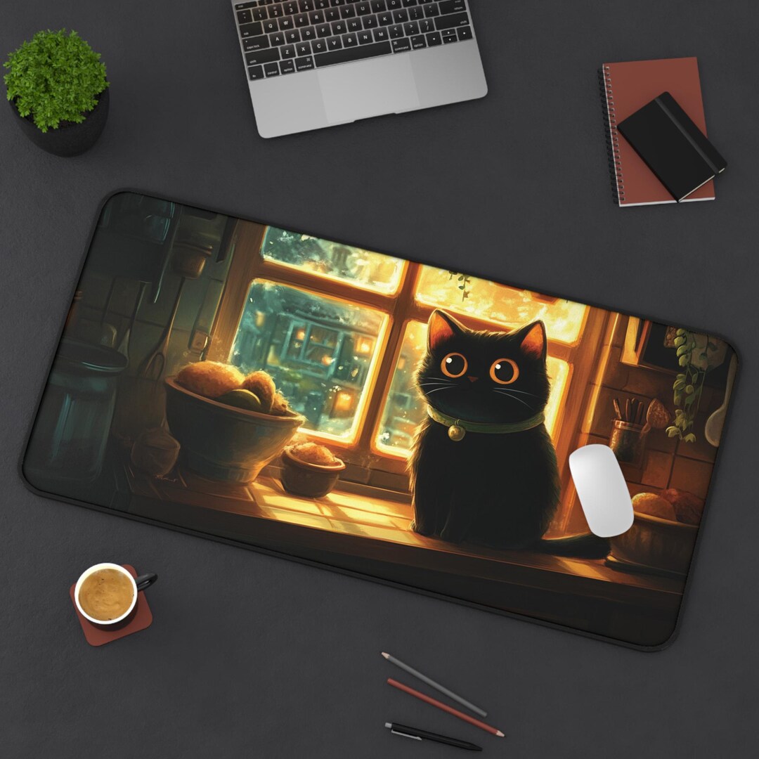 Cat Deskmat, Cozy Cat Deskmat, Cat Mousepad, Cozy Mousepad, Cute Desk ...
