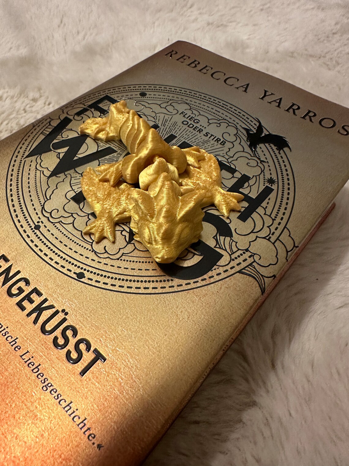 3D Print Fourth Wing Inspired Dragons Baby Gold Linked Dragon Gold ...