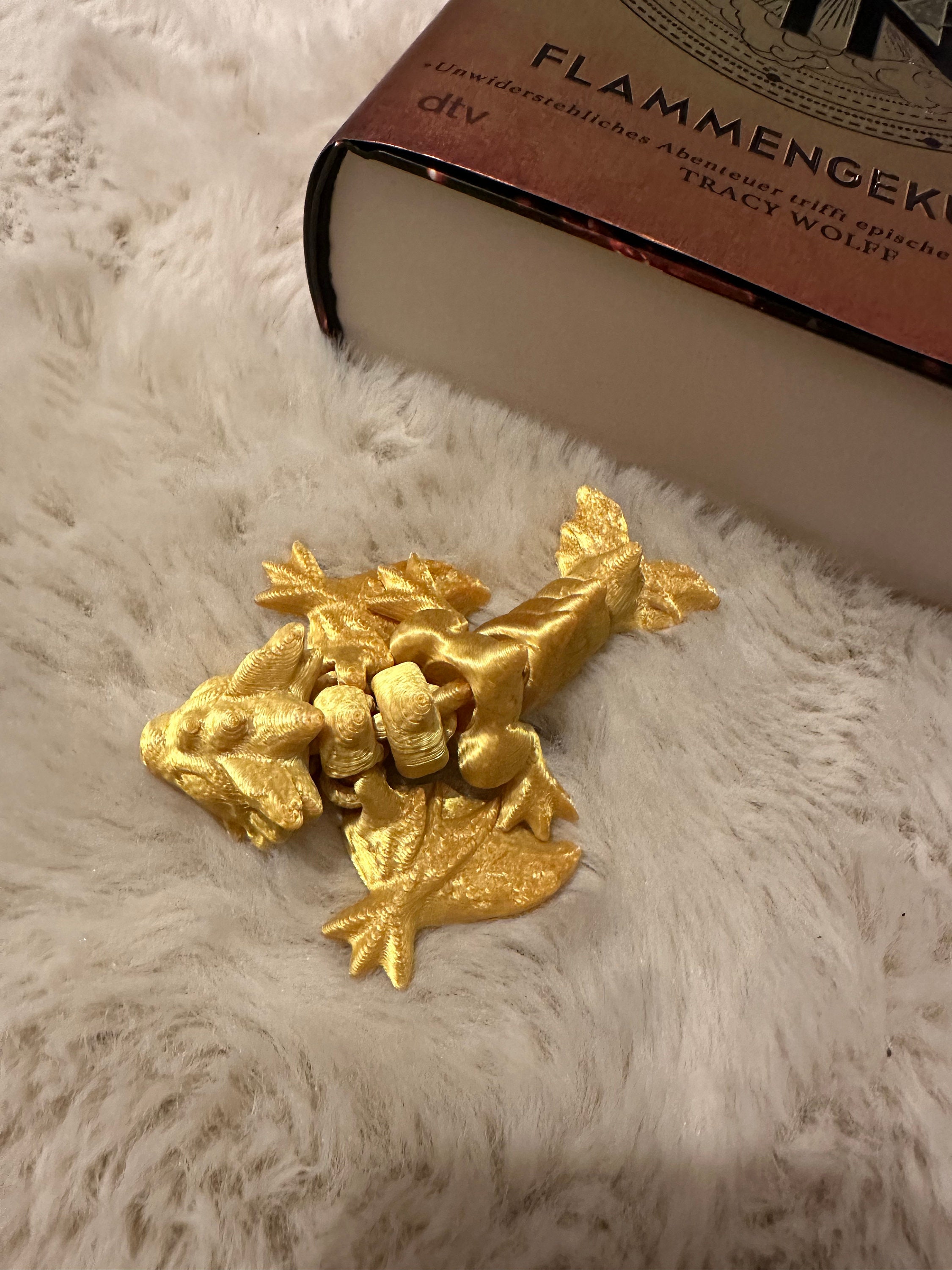 3D Print Fourth Wing Inspired Dragons Baby Gold Linked Dragon Gold ...