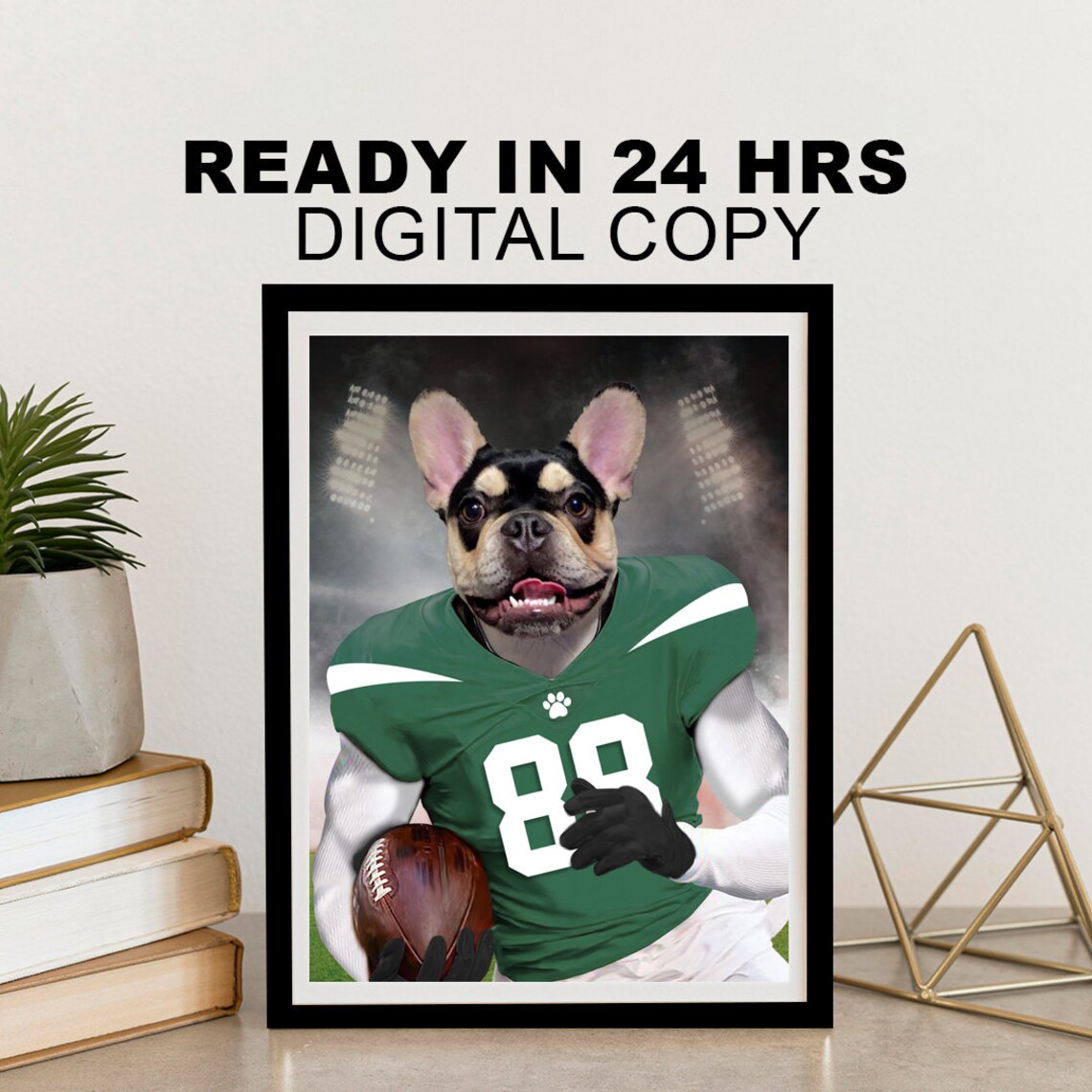 Custom US Football Pet Portrait, Buffalo American Football Wall Art ...