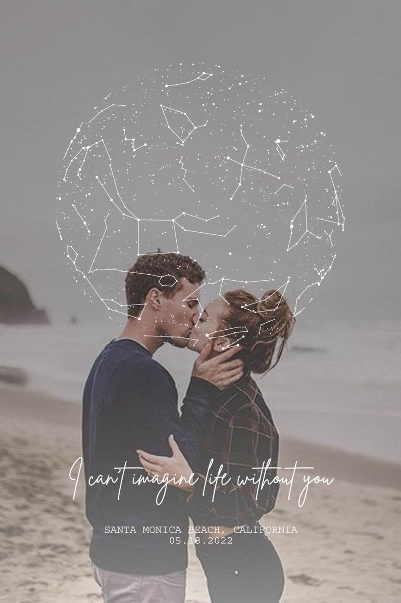 Digital Custom Star Map by Date, Night Sky Print, Couple Star Map ...