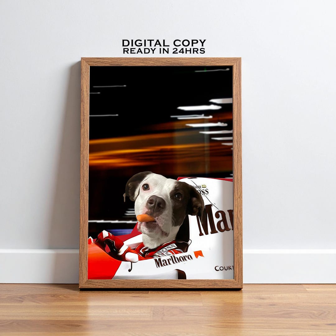Personalized Car Racer Dog Portrait, F1 Pet Poster (digital Download ...