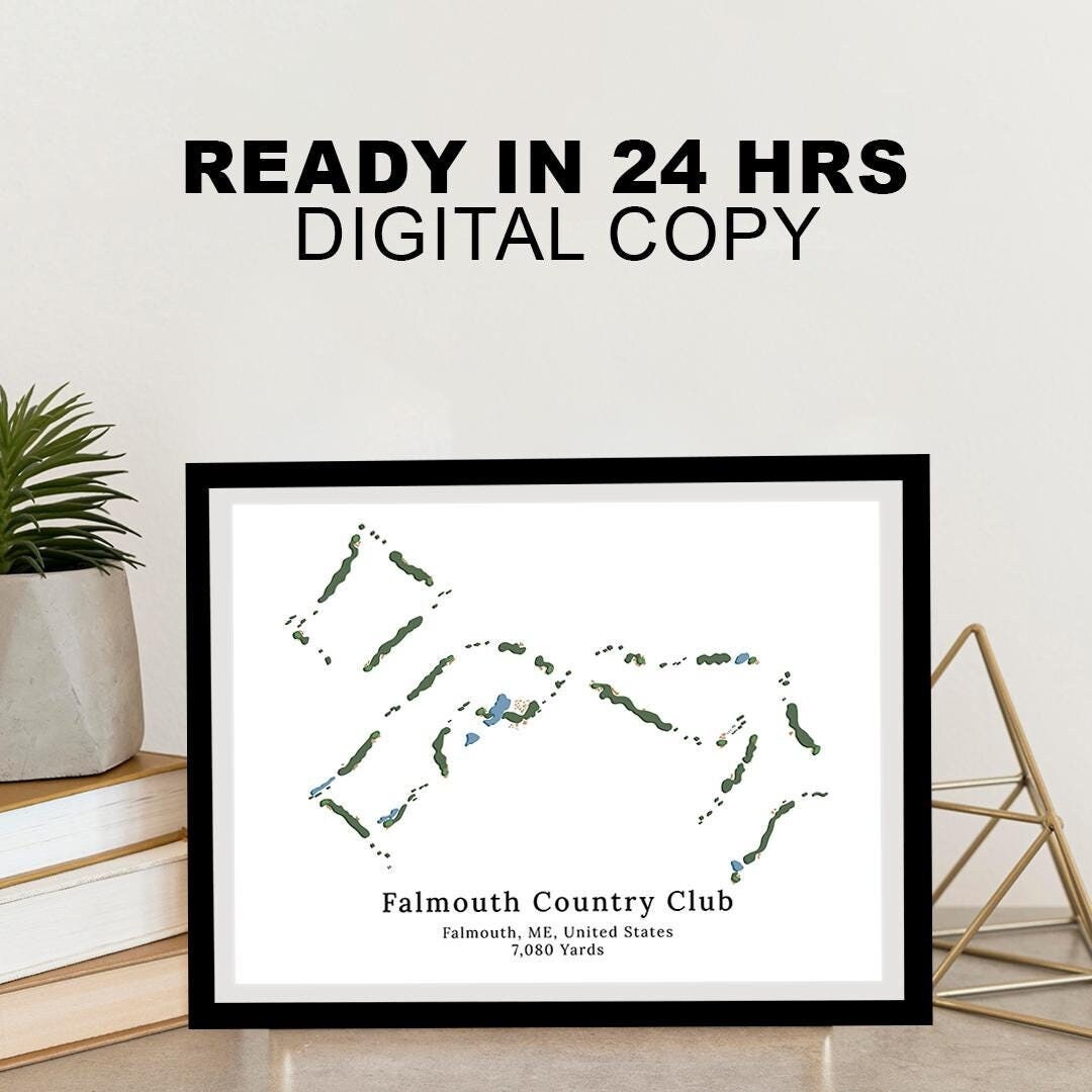 Falmouth Country Club Map Printable, Custom Golf Course Map Prints, Any ...