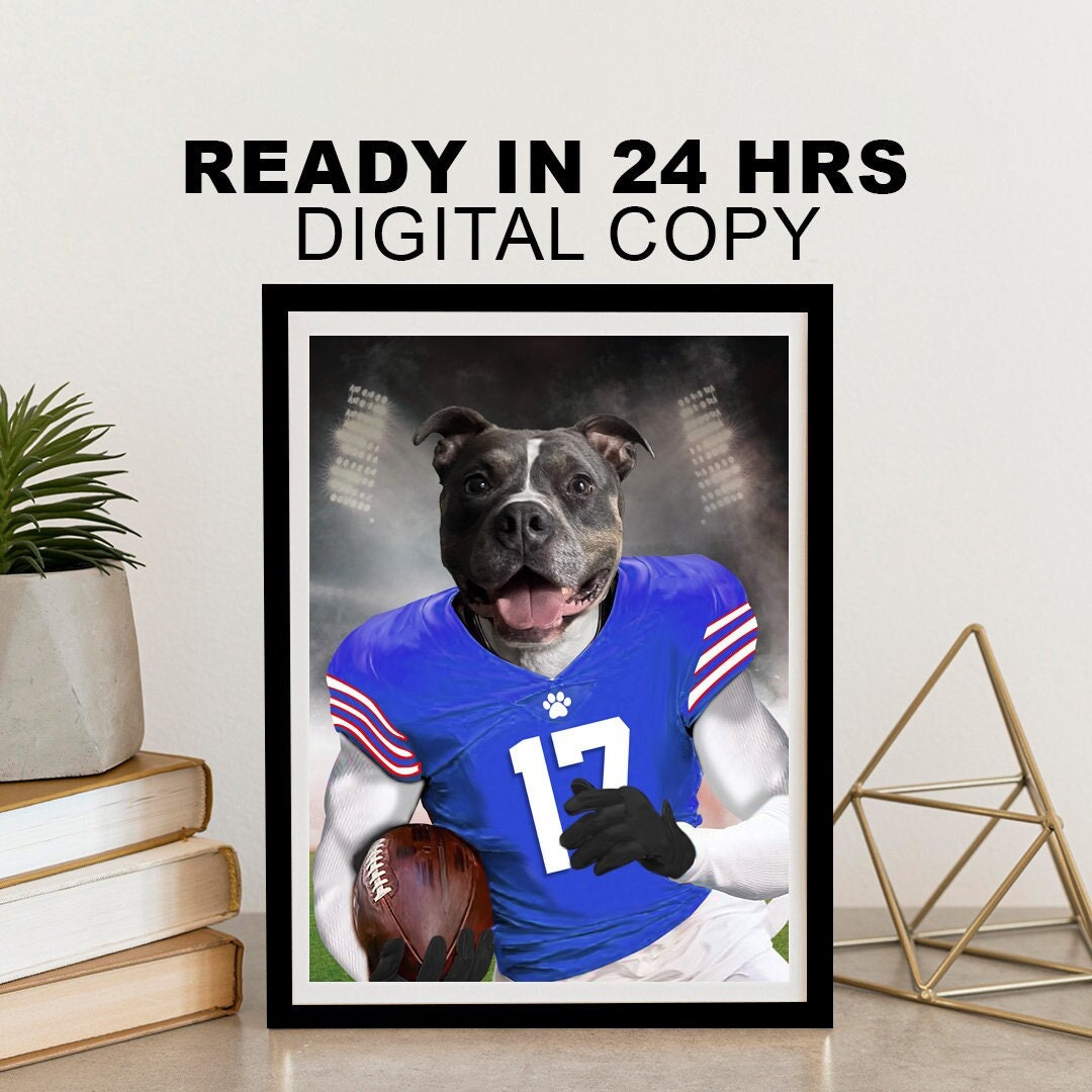 Custom US Football Pet Portrait, Buffalo American Football Wall Art ...