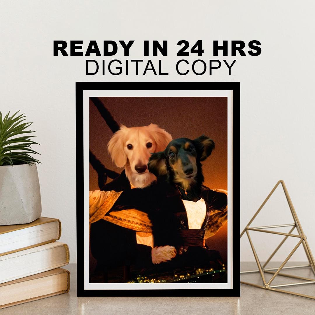 Custom Titanic Pet Portrait, 2 Pets Portrait From Photos, Jack Rose ...