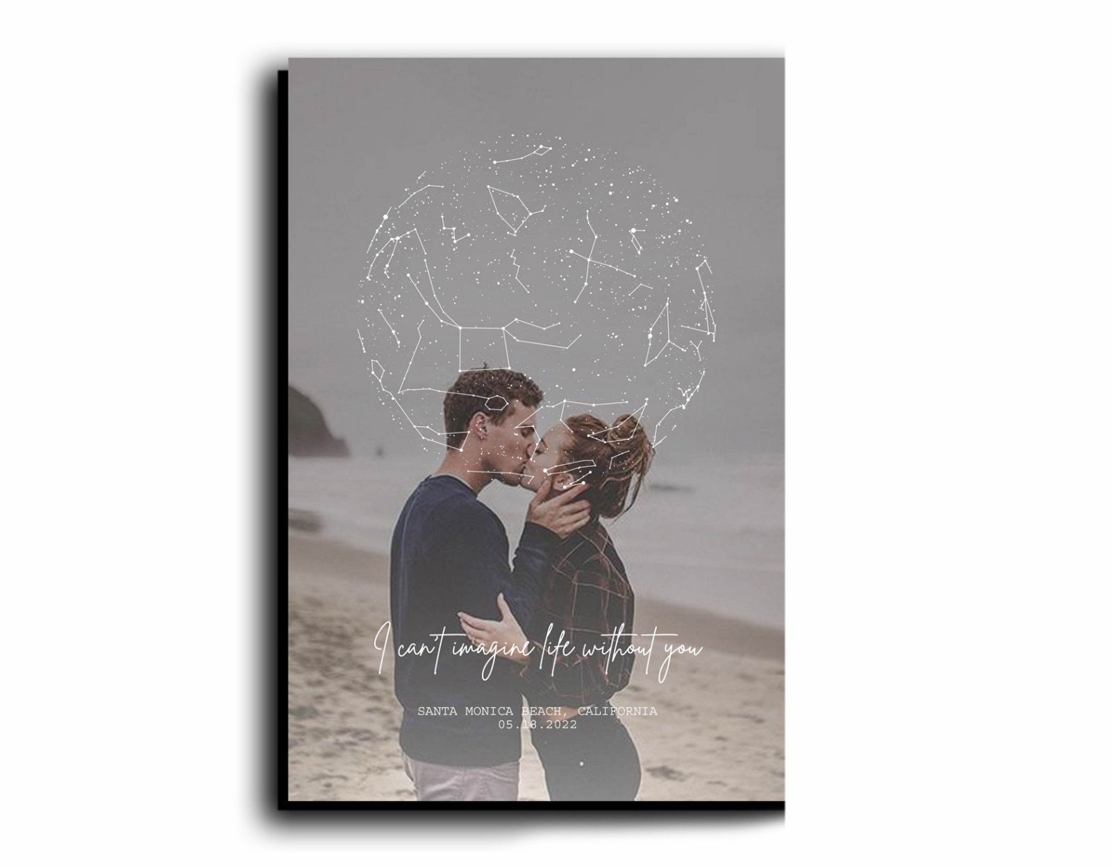 Digital Custom Star Map by Date, Night Sky Print, Couple Star Map ...