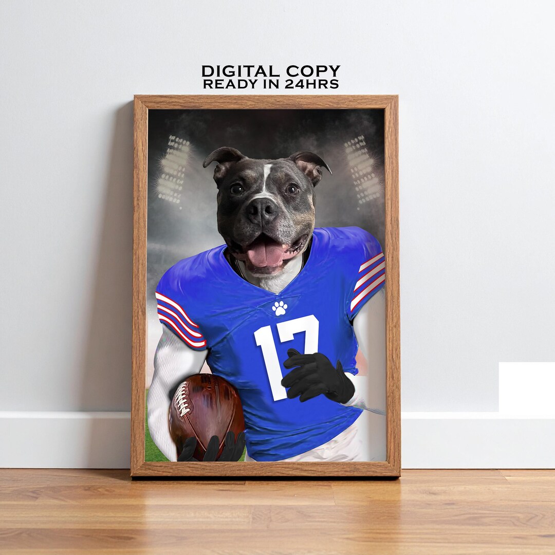 Custom US Football Pet Portrait, Buffalo American Football Wall Art ...