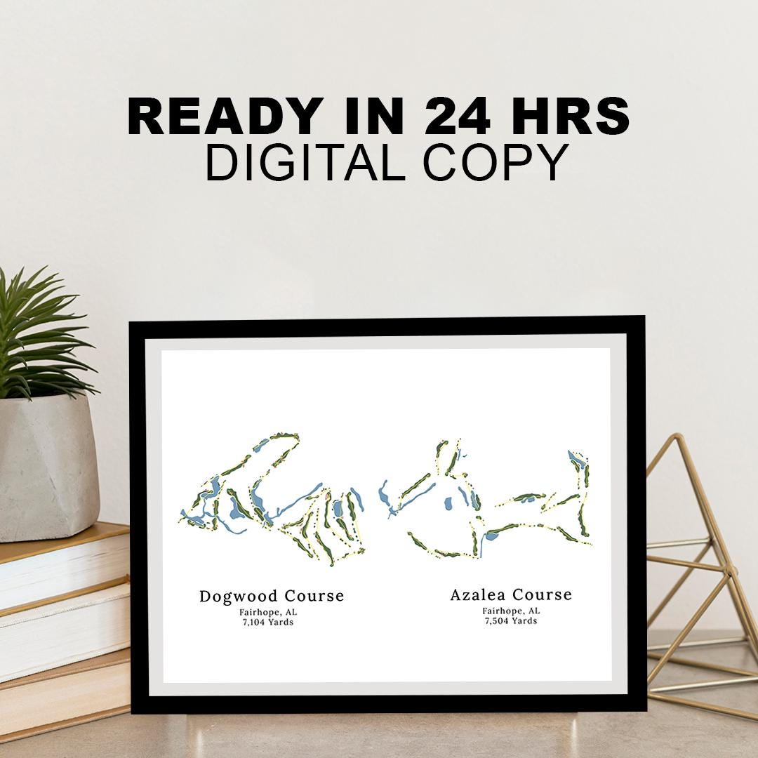 Any Two Custom Golf Course Maps in One Print, Side by Side Golf Course ...