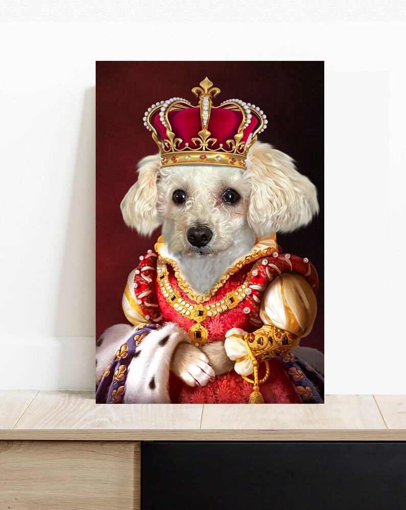 Custom Royal Pet Portrait, Personalized Dog Art in Regal Costume, Pet ...