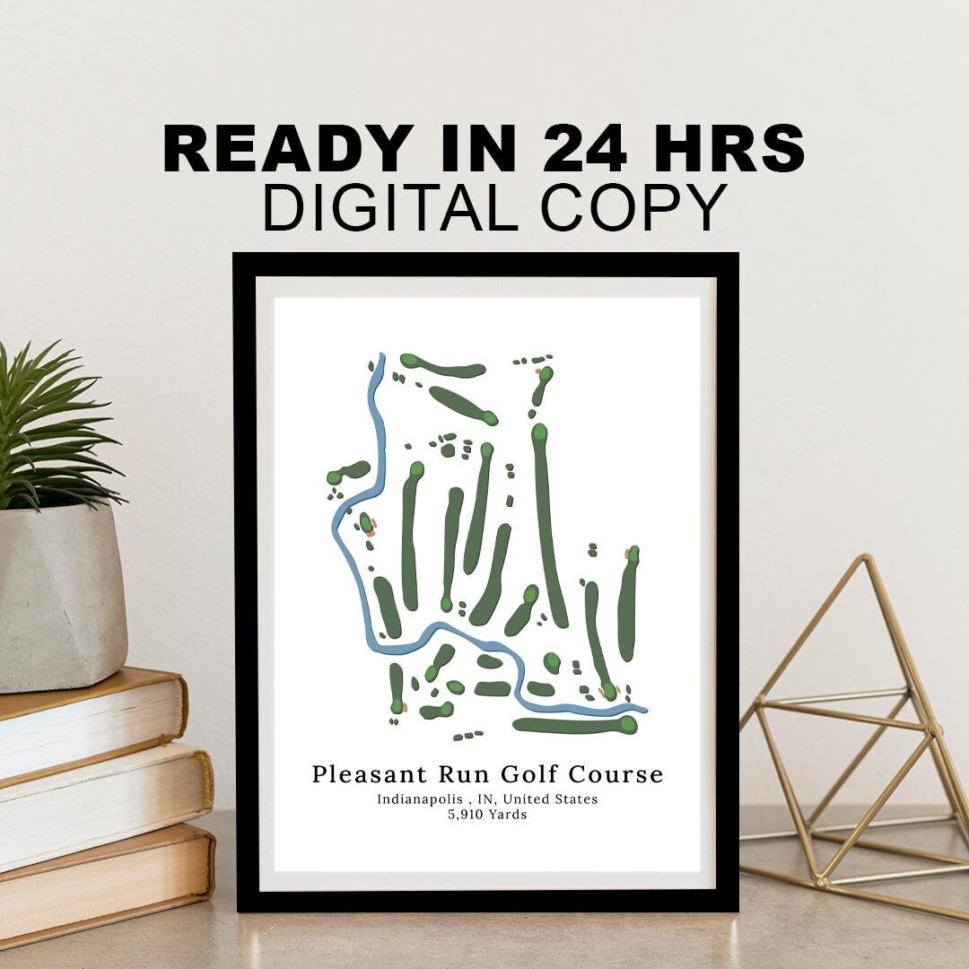 Pleasant Run Custom Golf Course Map Print, Indianapolis Golf Courses ...