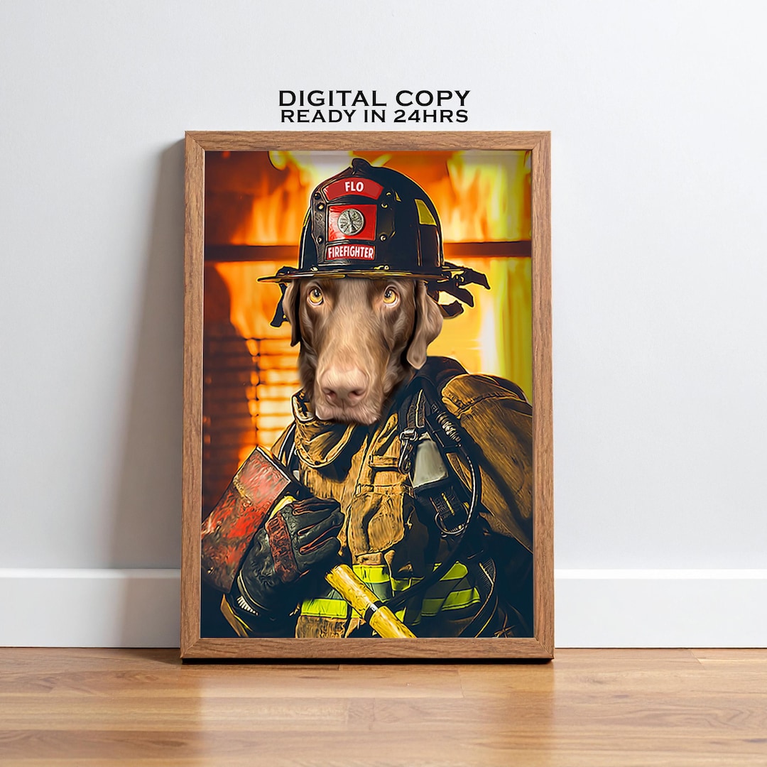 Custom Fire Fighter, Unique Fire Fighter Pet Gift, Fire Fighter Poster ...