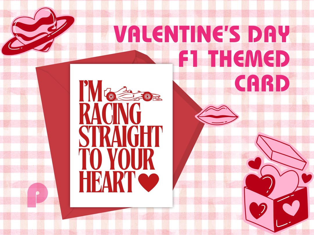 Valentines Day Card, Racing Formula 1 Valentine’s Gift Tag, F1 Themed ...
