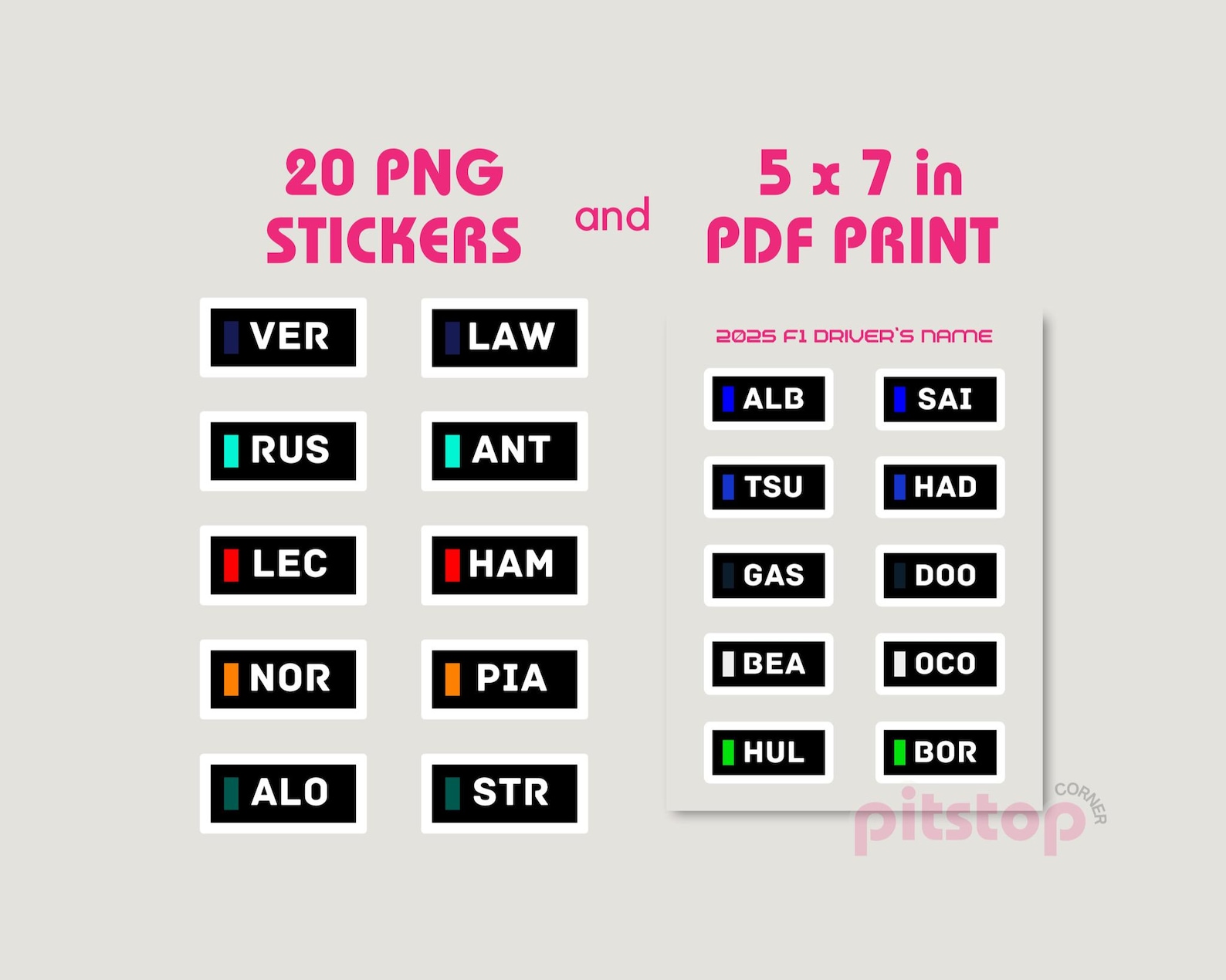 2025 F1 Drivers Name Stickers | Formula One Driver Stickers | 2025 F1 ...