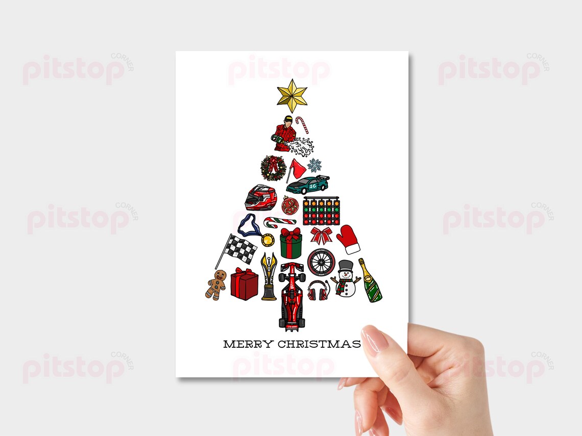 F1 Christmas Card, Formula 1 Christmas Holiday Card, F1 Themed ...