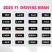 2025 F1 Drivers Name Stickers | Formula One Driver Stickers | 2025 F1 ...