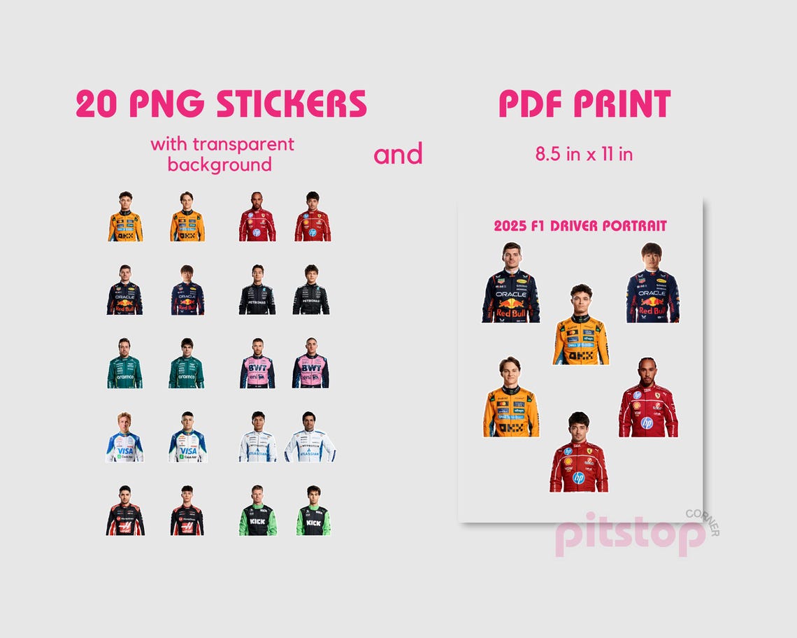 UPDATED 2025 F1 Driver Portrait Stickers | Formula One Drivers Stickers ...