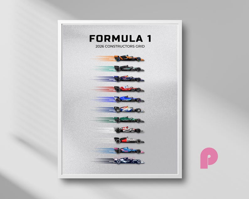 Formula 1 2026 Teams Poster, F1 2026 Grid Lineup Print, 2026 F1 Cars ...