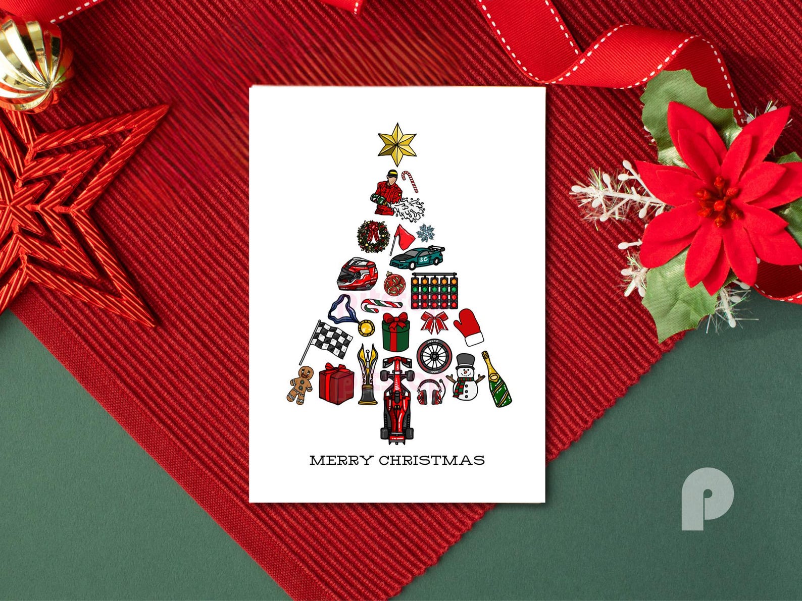 F1 Christmas Card, Formula 1 Christmas Holiday Card, F1 Themed ...