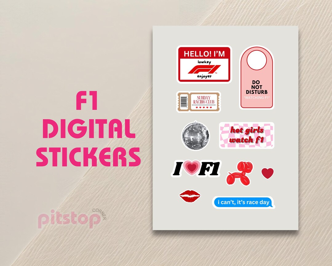 F1 Fan Sticker Pack 10 Formula 1 Digital Stickers F1 Stickers F1 Fan ...