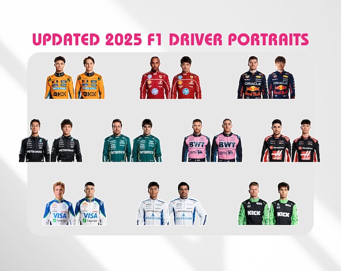 UPDATED 2025 F1 Driver Portrait Stickers | Formula One Drivers Stickers ...