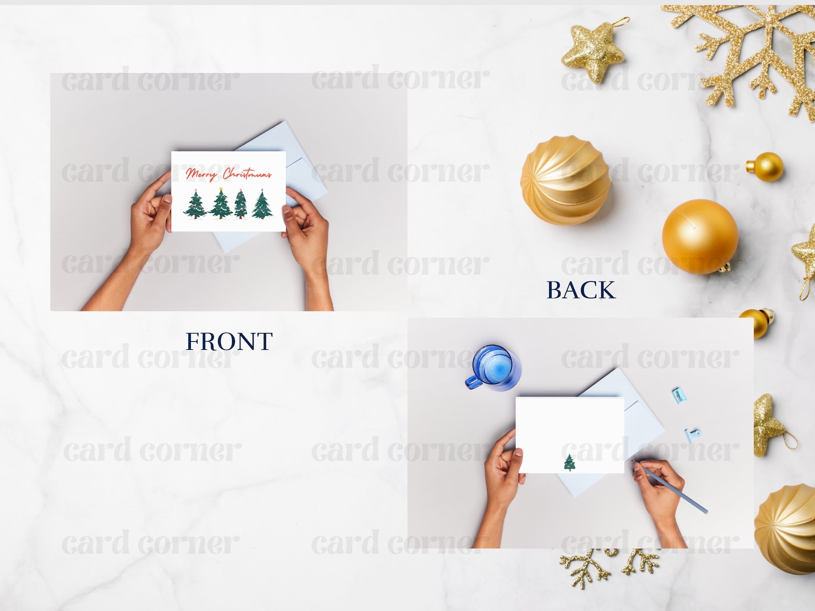 Printable Christmas Card Template Christmas Tree and Gifts Card, 3 ...