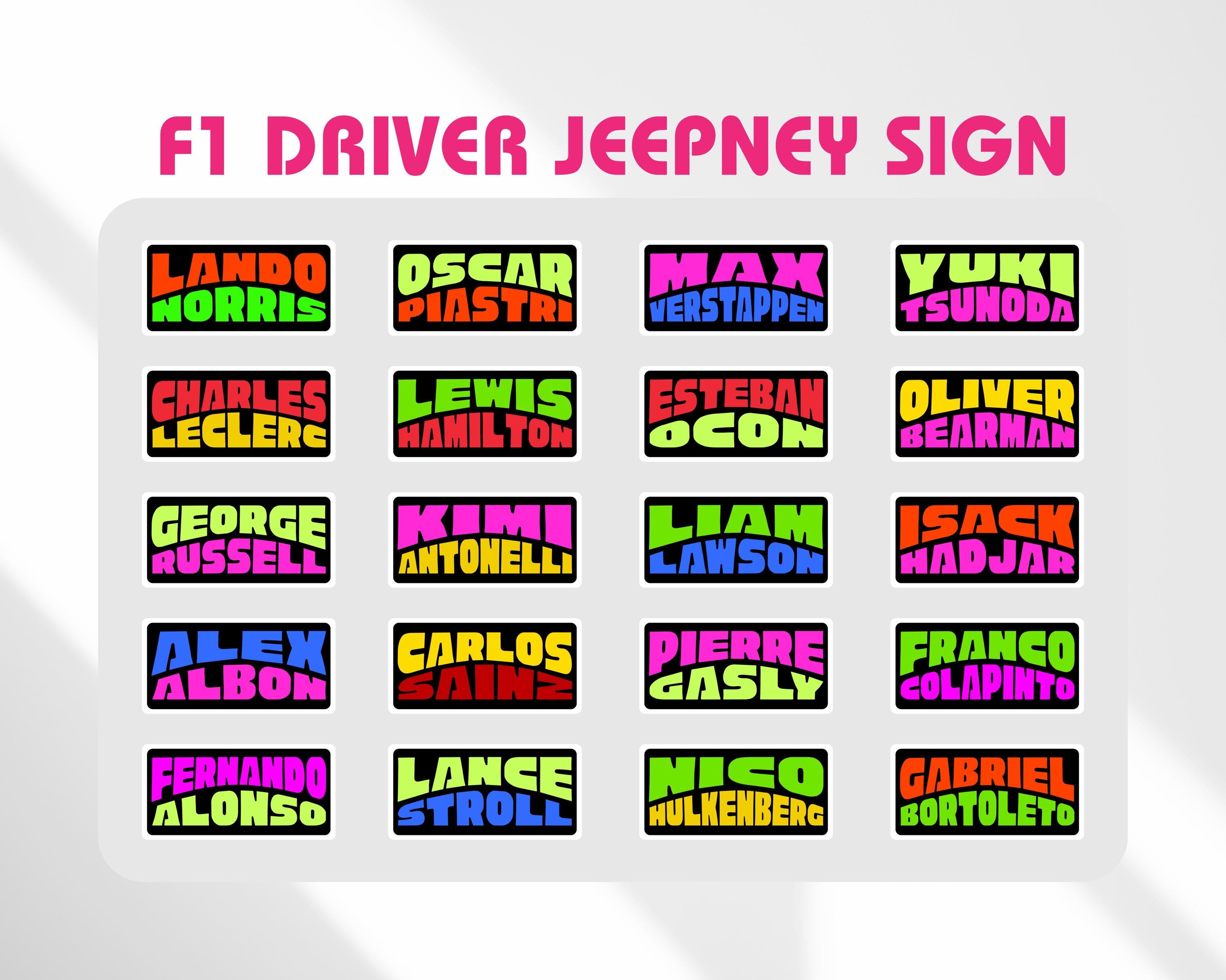 2025 F1 Drivers Name Stickers Jeepney Signage Inspired | Formula 1 ...