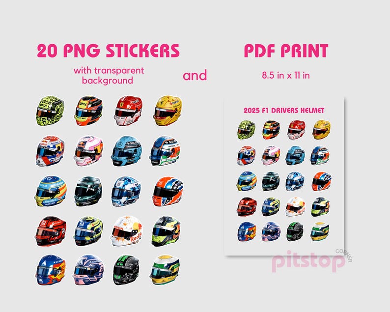 2025 F1 Drivers Helmet Stickers | Formula One Driver Helmets | 2025 ...