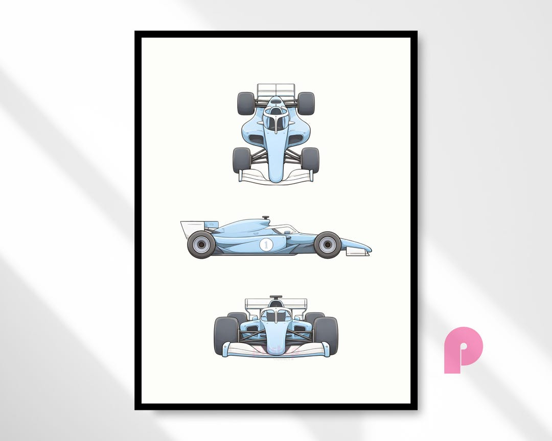 Blue Race Car Nursery Poster, Racing Poster for Kids Room, F1 Kids Wall ...