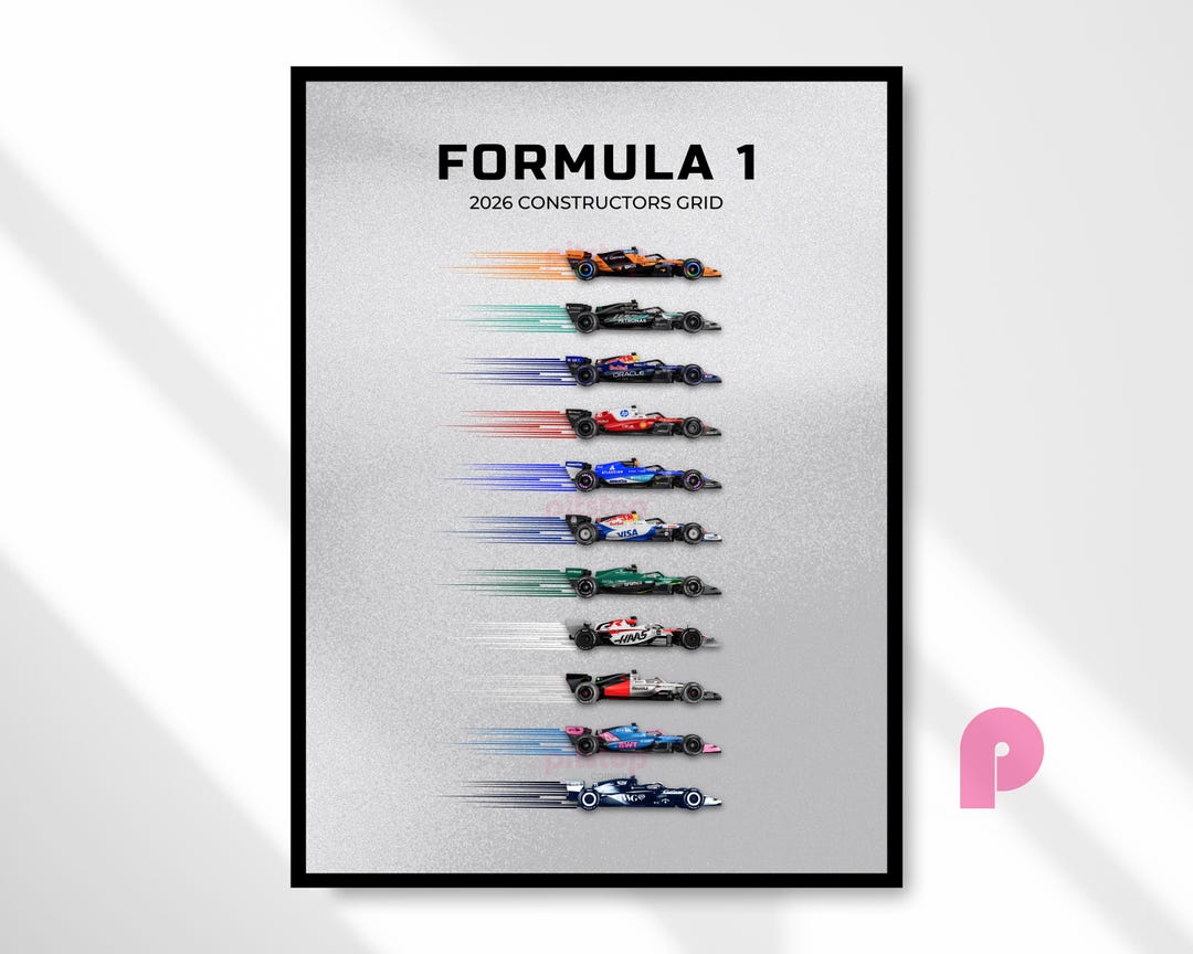 Formula 1 2026 Teams Poster, F1 2026 Grid Lineup Print, 2026 F1 Cars ...