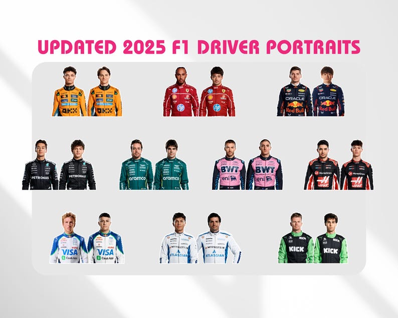 UPDATED 2025 F1 Driver Portrait Stickers | Formula One Drivers Stickers ...