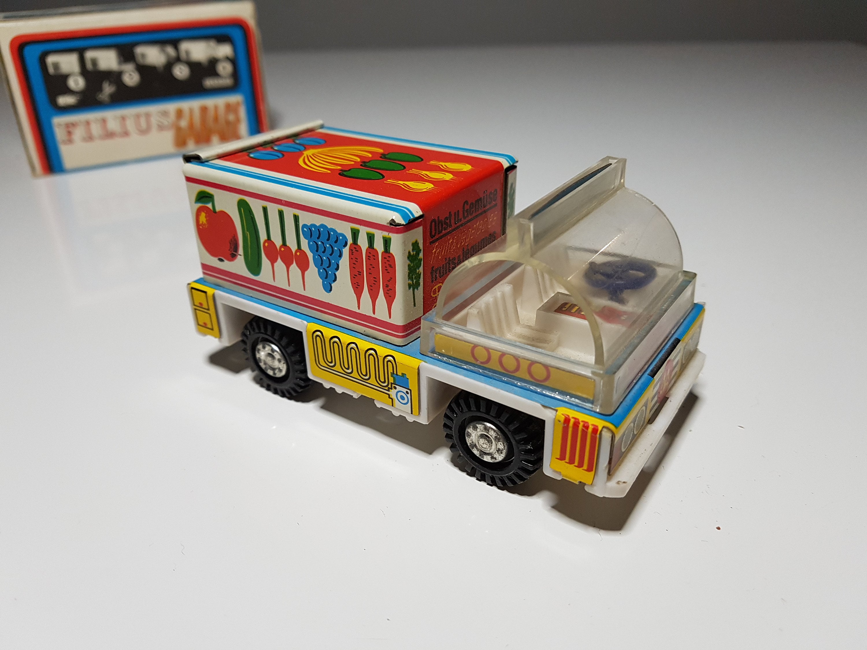 Vintage GDR Tin Car Truck Filius Garage Fruit Vegetables New With Box Toy Veb MSB Brandenburg ...