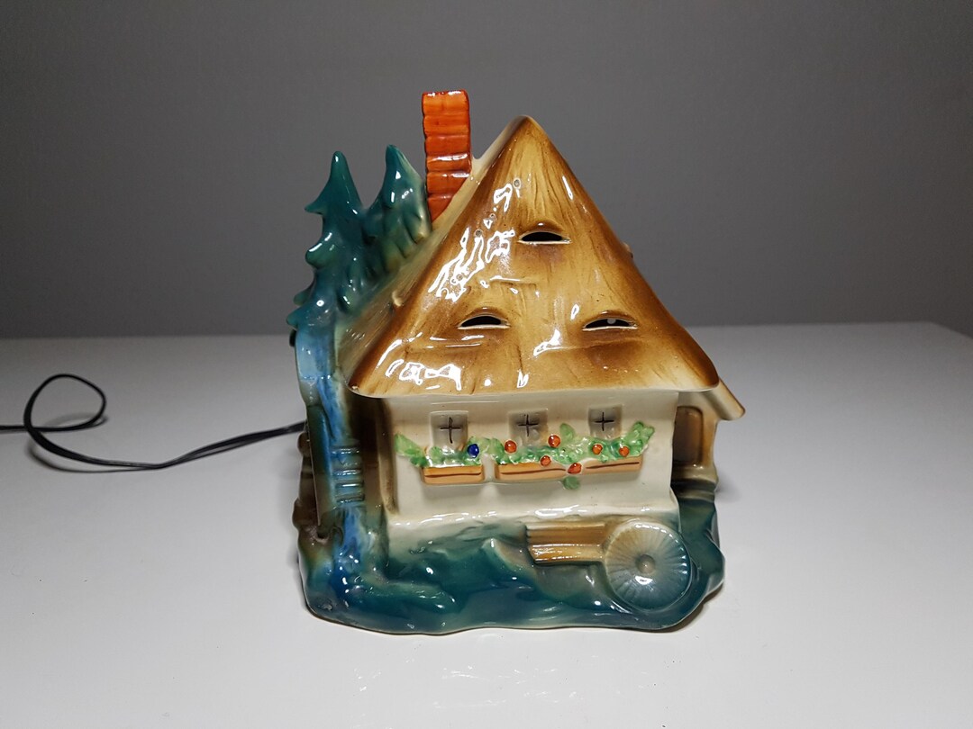 Vintage DDR Porcelain Table Lamp Watermill 70s Smoke Eater Lamp Germany ...