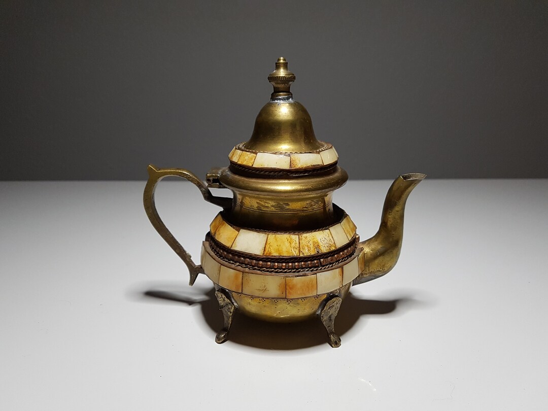 Old Antique Coffee Pot With Stamp Ca 1890 Teapot Brass Oriental Pot ...