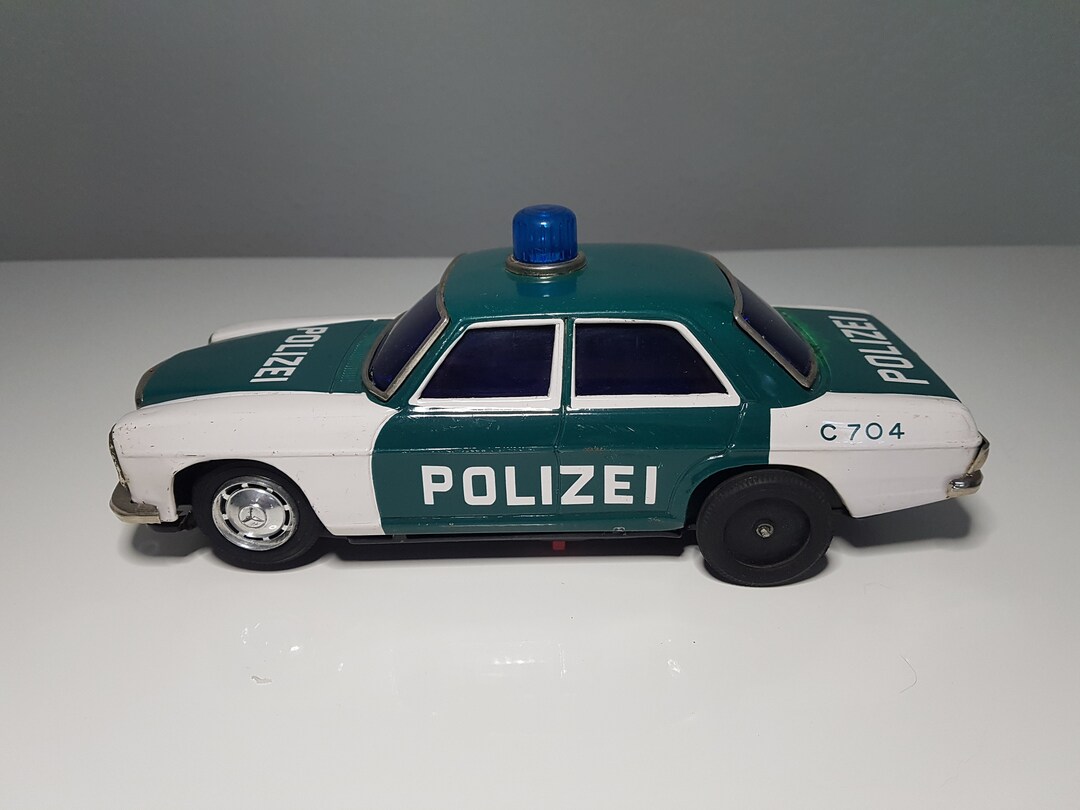 Vintage Old Tin Car Mercedes Benz C704 Police Car Taiyo Japan 60s ...